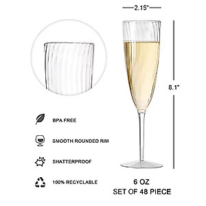 HyHousing 48 Plastic Champagne Flutes, Clear Disposable Plastic Champagne Glasses Reusable Wine Cocktail Cups for Home Daily Life Party Wedding Toasting Drinking Birthday(6 oz)