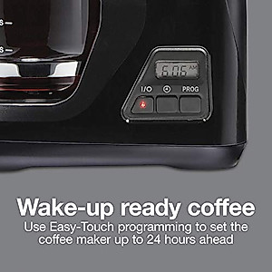 Proctor Silex FrontFill Drip Coffee Maker, Digital & Programmable, 12 Cup Glass Carafe, Black and Silver (43685PS)