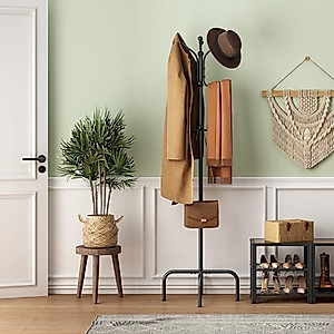 Hoctieon Coat Rack Freestanding, Entryway Coat Rack With 12 Hooks, Coat Hanger Stand, Floor Standing Metal Coat Tree,Coat Rack Stand, Heavy Duty Coat Rack, Coat Tree Freestanding, Black