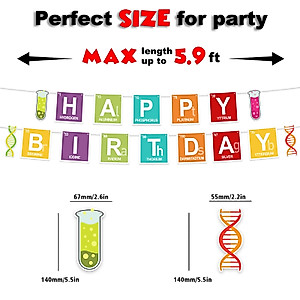 Science Happy Birthday Banner Backdrop Periodic Table Chemistry Theme Decorations Decor for School Science Laboratory Lab Science Classroom Boy Girl Kid Birthday Party Baby Shower Supplies Background