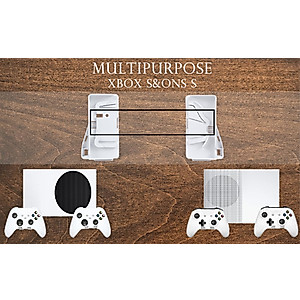 Wabracket Wall Mount Holder Bundle for XBOX Series S/One S/Xbox Series X, Double Controller Bracket with Charging Hole & Earphone Wall Mount, Space Saving Design with Charging Cable(White)