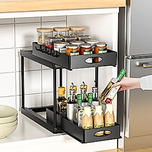 Avaspot Double Sliding Cabinet Organizer Drawer, Under Sink Organizers and Storage 2 Tier Easy Access Slide Out Cabinet Organizer, Bathroom Organizer Under Sink Cabinet Kitchen Organizers and Storage