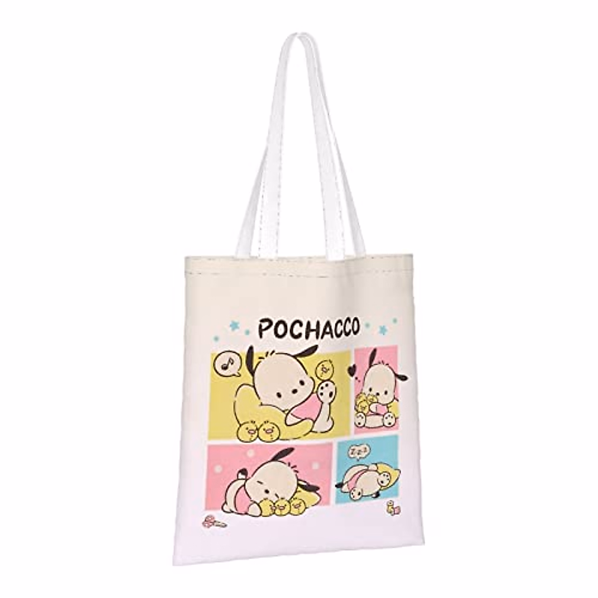 LKUZLOH Anime Canvas Tote Bag for Women Cute Shopping Bag ​Kawaii Shoulder Handbag Gym Bag For School Work