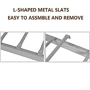 Bunk Bed Twin Over Full, Heavy Duty Metal Bunk Bed Frame with Guard Rail & Flat Ladder Stairs, Space-Saving, No Box Spring Needed (Silver)