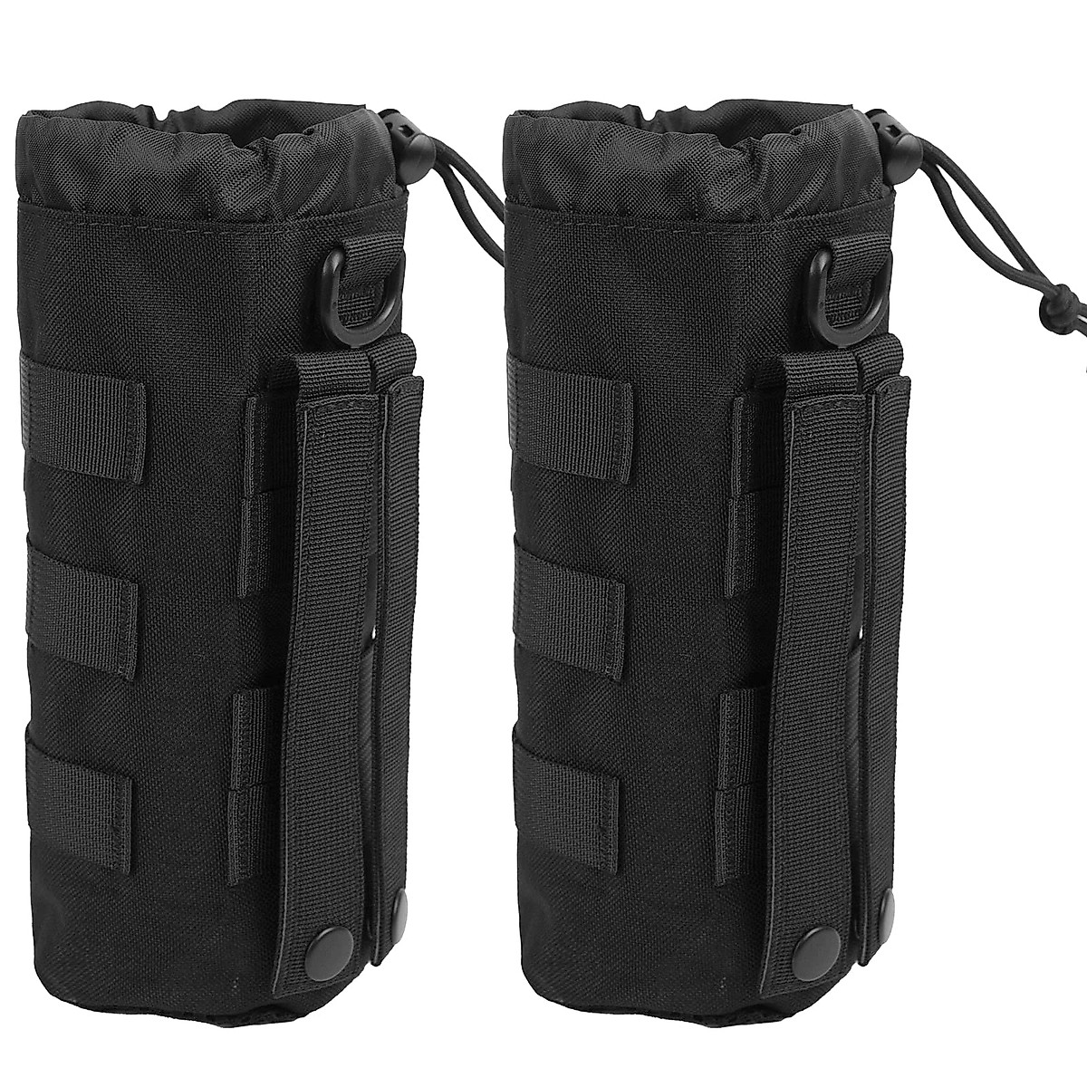 LOOGU Sports Water Bottle Pouch Bag, Molle Water Bottle Holder with Drawstring Open Top & Mesh Bottom, Travel Mesh Water Bottle Bag Tactical Hydration Carrier