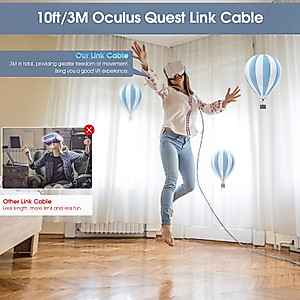 aceyoon Link Cable 10ft Compatible for Oculus Quest 2/1, Braided USB 3.1 GEN1 to Right Angle USB C 5Gbps High Speed Data Transfer & Fast Charging VR Headset Cable for Oculus Link/Rift S