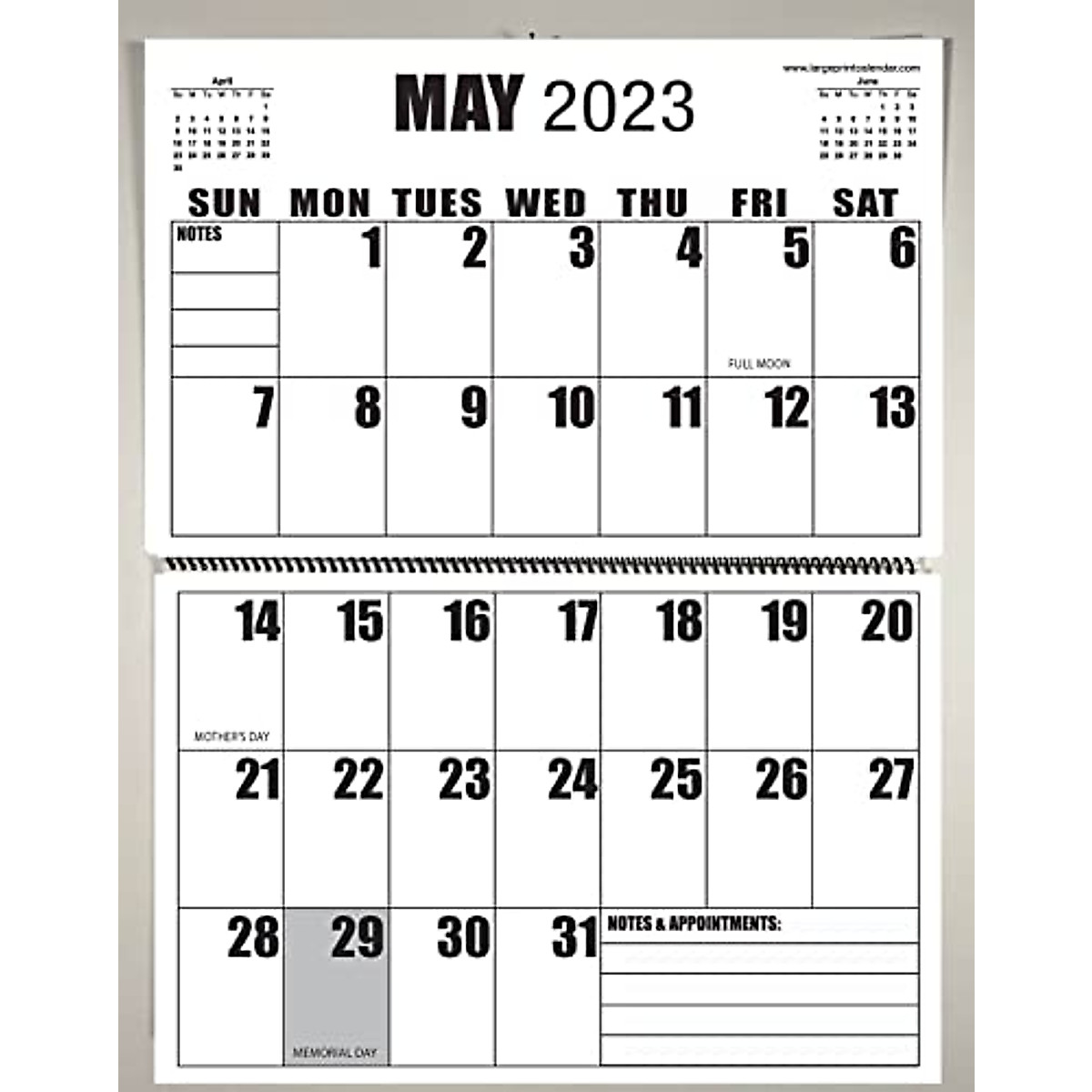 Jumbo Large Print 2023 Wall Calendar | 13-months | 17" x 22" hanging on wall | 17" x 11" closed