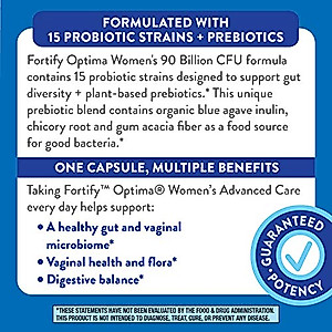 Nature’s Way Fortify Optima Women’s Daily Probiotic, 90 Billion, 15 Strains, Prebiotic, 30 Capsules