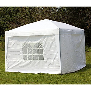 10 x 10 PALM SPRINGS EZ POP UP White Canopy Gazebo Tent with 4 Side Walls New