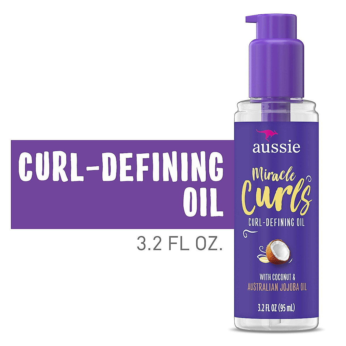 Aussie Miracle Curls Curl-Defining Oil Hair Treatment With Australian Jojoba Oil 3.2 Fl oz, 0.925 Fl oz