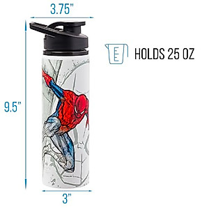 Silver Buffalo Marvel Spiderman Stainless Steel Water Bottle, 25 Ounces