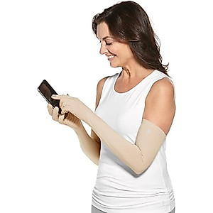 Coolibar UPF 50+ Men's Women's Culebra UV Long Sun Gloves - Sun Protective (Medium- Beige)