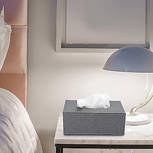 Sumnacon Tissue Box Cover Rectangle Linen Tissue Box, Stylish Tissue Box Holder with Magnetic Bottom,Decorative Tissue Cover for Bathroom Living Room Toilet Table Desk Office Car, Grey
