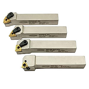 ASZLBYM 3/4'' inch CNC Lathe Indexable Turning Tool Holder with Nickel Plated,CNC Heavy-Duty Metal Lathe Bit Set with Tin Coated Carbide Turning Inserts WNMG431 CNMG431 TNMG331 16ER AG60