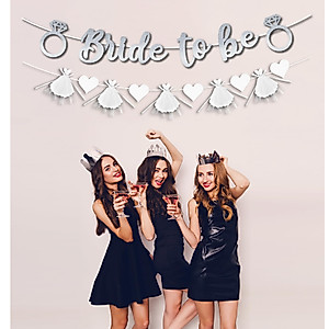 Pre-Strung Bride to Be Banner - NO DIY - Bridal Shower Banner,Bachelorette Bridal Party Decorations - Silver Glitter