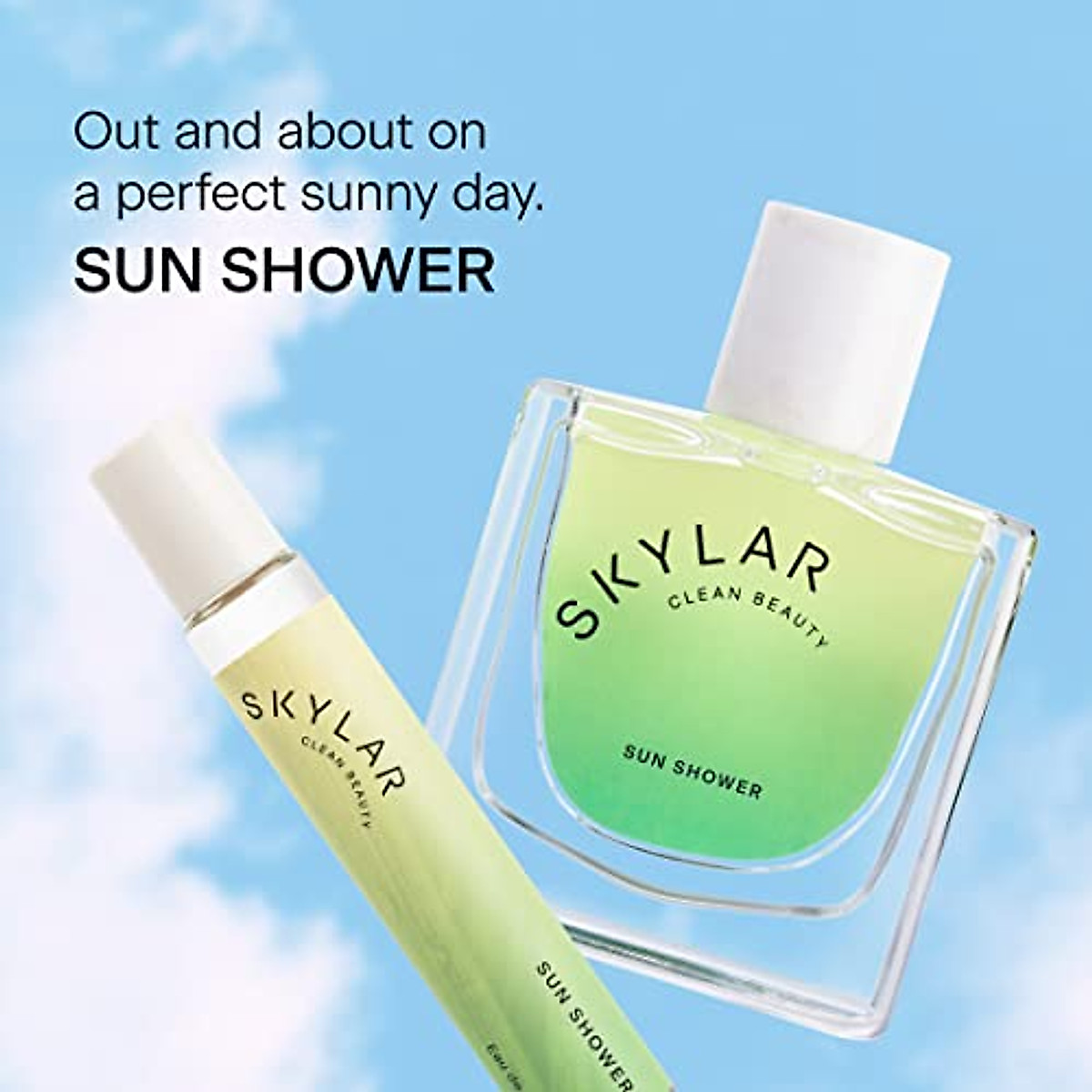 Skylar Sun Shower Eau de Parfum - Hypoallergenic & Clean Perfume for Women & Men, Vegan & Safe for Sensitive Skin - Woody Citrus Perfume with Notes of Lemon, Jasmine & Meadow Greens - 10mL /0.33 Fl oz