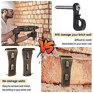 LEIFIDE 50 Pcs Brick Wall Hook Clips for Hanging Outdoors Brick Hanger Wall Clips Steel Wreaths Pictures Hanger Fits Brick 2-1/8 to 2-1/3 for Hanging Lights No Drill and Nails Needed