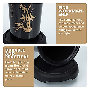 GANAZONO Chinese Style Orchid Flowerpot Pots Cactus Bonsai Container for Pothos Herb Spider Orchid with Tray Garden Pot