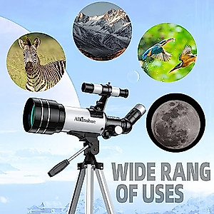 Telescope for Adults & Kids, 70mm Aperture 400mm Refractor Telescope (24X-180X) for Astronomy Beginners, Portable Telescope with Adjustable Tripod Phone Adapter & Wireless Remote, Gifts for Kids