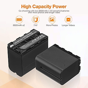 NP-F970 Battery (2-Pack,8800mAh) and Dual USB Charger for Sony NPF970 F75 0F550 F570 F980 F330,Sony Handycams, Sony CCD-SC55,TR516, TR716, TR818, TR910, TR917