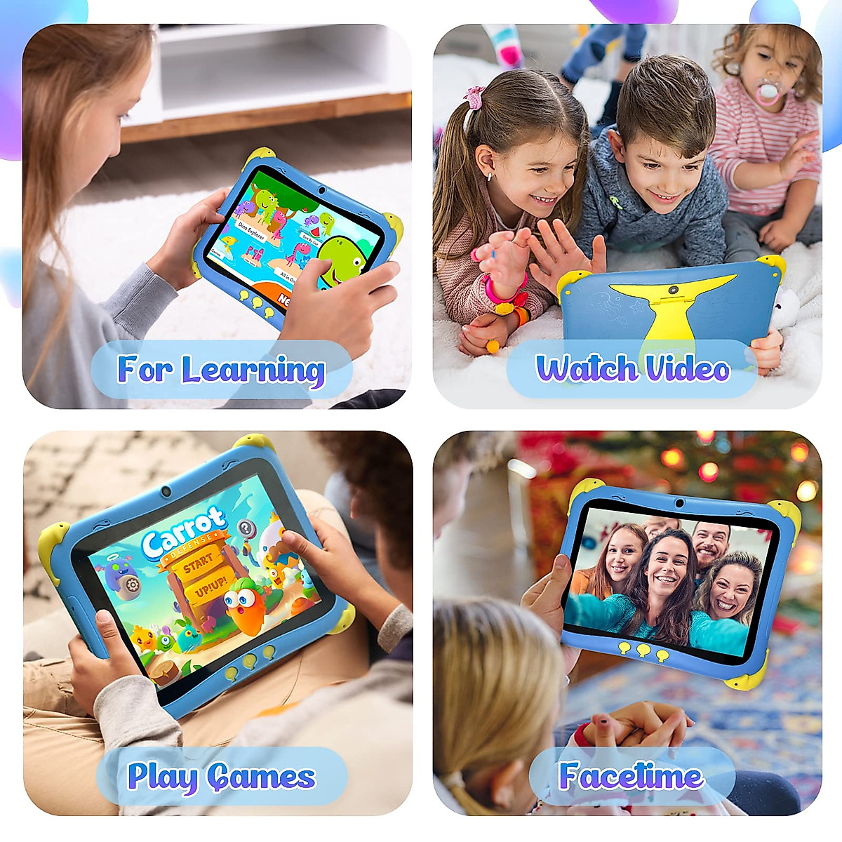 ATMPC Kids Tablet 8 inch, Android 11 Tablet for Kids, 32GB ROM 2GB RAM, WiFi, 4000 mAh, Google Services Tablet, Parental Control APP, Dual Camera, Toddler Tablet with Case, Kids Learning Tablet