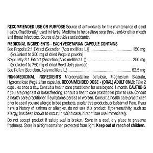 Dutchman's Gold Total Hive Trio Capsules - 120 Veg Caps Approximately 30-60 Servings - Bee Pollen Royal Jelly & Propolis Supplement - Superfoods for Antioxidant Immune Support - Natural Honey Mix