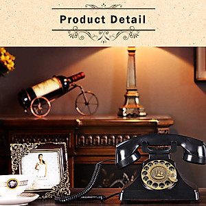 EC VISION Rotary Phones for Landline, Retro Landline Telephone Old Fashion Home Phones with Mechanical Ringer and Speaker Function(Black)