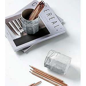 2 Pack Ceramic Pen Holder Stand,Cup for Desk Marble Pattern Makeup Brush Holder for Girls Women,Desk Accessories Holder,Durable Desktop Organizer Pencil Holder Pot Ideal Gift for Office Home (Gray)
