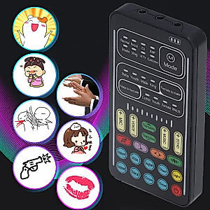 Voice Changer, Portable Mini Voice Changer Device Handheld Sound Card 8 Fixed Sound Effects Plug and Play, Gaming Recording, for Mobile Phone Computer