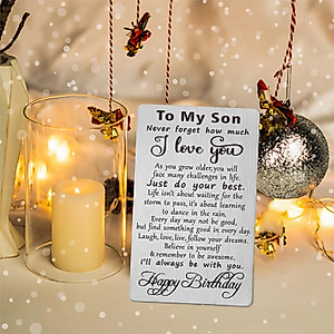 Son Birthday Gifts, Engraved Metal Card for Son Birthday, Happy Birthday Gifts for Son Unique