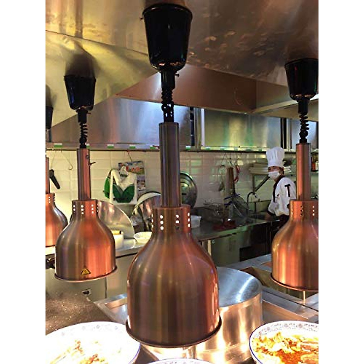 Commercial Heat Lamp Food Warmer, Telescopic Pendant Light Buffet Heating Insulation Lamp, Keep Barbecue Pizza French Fries Hot, Adjustable Length 75-165cm, 4-Pack