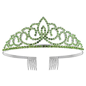 Crystal Tiara Crowns for Women Girls Princess Elegant Bridal Crown with Combs Women's Headbands Wedding Prom Birthday Pageant Party Gift (Green)