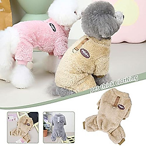 Fleece Pet Elastic Jumpsuit with Pull Ring, Dog Pajamas for Small Dogs Cats, Warm Fleece Pet Dog Jumpsuit with Pull Ring Clothes Puppy Cat Coat Jacket Outfits (M, Pink)