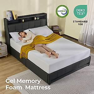 Rolanstar King Size Mattress, 6 Inch Gel Memory Foam Mattress in a Box, Fiberglass Free, Breathable Mattress for Cooler Sleep Supportive & Pressure Relief, CertiPUR-US Certified, White