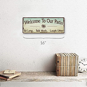 Welcome to Our Patio 6 in. x 16 in. Metal Sign, Indoor and Outdoor Plaque for Rustic Decor
