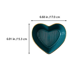 Cabilock White Dinner Plates Heart Shaped Ceramic Bowl: Pudding Bowl Cake Bowl Porcelain Bowls Deep Heart Plates Salad Bowl Fruit Bowl for Desserts Pasta Dinner Green White Dishes