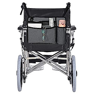 supregear Walker Bag with Cup Holder, Water-Resistant Wheelchair Pouch Folding Walker Accessory Basket for Wheelchairs, Rollators, Scooters, Grey