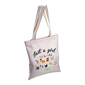 CMNIM Just a Girl Who Loves Dogs Lover Gifts Dog Canvas Tote Bag Dogs Gift for Girls Dog Reusable Shoulder Bag Handbag (just a Girl Who Loves Dogs Tote Bag)