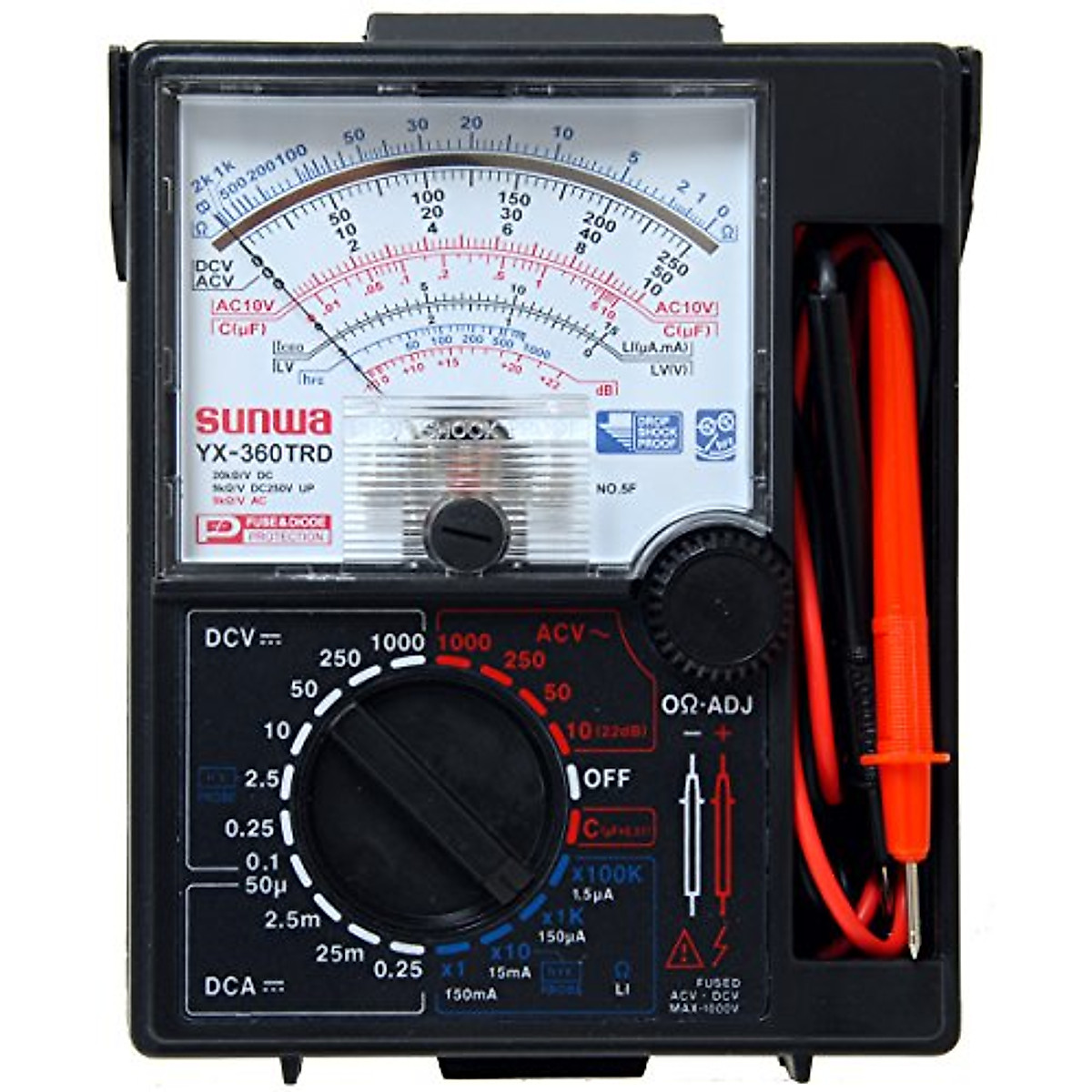 Sunwa YX360-TRD 7-Function 16-Range Analog Multimeter With One Touch Capacitance Estimation