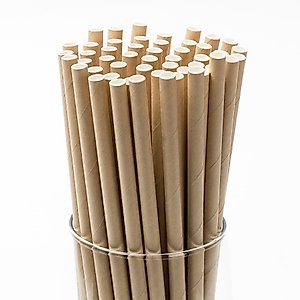 𝟐𝟎𝟎 𝐏𝐚𝐜𝐤 Eco Friendly Straws Brown Biodegradable Paper Straws for Drinking 7.75" x0.24" Disposable Kraft Paper Straws (7.75" x0.24", Brown)