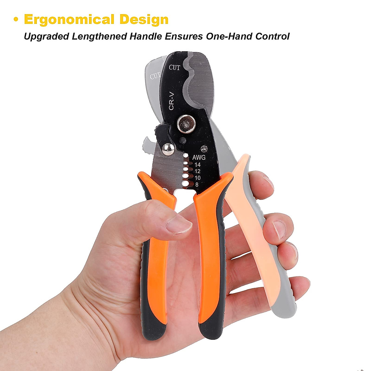 7in Cable Cutter Wire Stripper 8-14 AWG, Heavy Duty for Aluminum Copper, Communication Cables Wire Stripping Tool And Multi-Function Hand Tool，Professional Handle Design 518020A