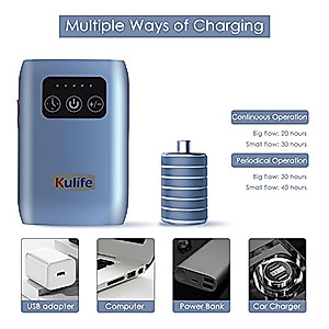 Kulife Aquarium Air Pump, USB Rechargeable Lithium Battery Powered Portable Air Pump for Fish Tanks up to 60 Gallons, AC/DC Dual Mode Oxygen/Aerating Pump for Outdoor Fishing, Emergency, Power Cuts