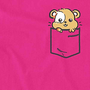 Pop Threads Pocket Pets Hamster Cute Critter Faux Pocket Youth Kids Girl Boy T-Shirt Pink M
