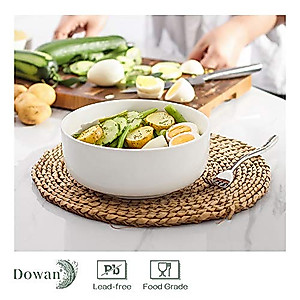 DOWAN Large Soup Bowls, 48 Ounce White Ramen Bowls for Noodles, Ceramic Bowl Set for Soup, Cereal, Dessert, Pasta, Salad, 2 Pack