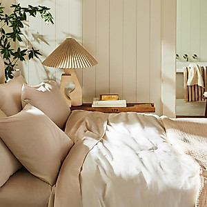 Brooklinen Luxury Sateen Duvet Cover - 100% Cotton, Full/Queen Size in Pebble with Extra-Long Corner Ties and Button Closure| Best Luxury Sheets