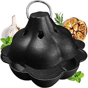 BOLVOUD Pre-Seasoned Cast Iron Dutch Oven Pot – Perfect Garlic Roaster and Potato Baker for Kitchen Oven or Outdoor BBQ Grill – A Must-Have Cast-Iron Ramekin Pot with Lid