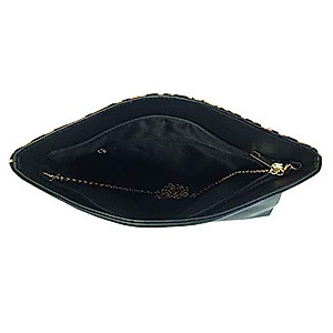 JNB Synthetic Leather Leopard Print Fold Over Clutch, Brown