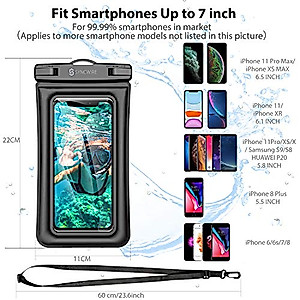Syncwire Waterproof Phone Pouch, 2 Pack IPX8 Universal Waterproof Case Underwater Dry Bag Compatible with iPhone 13 12 Pro Max SE2 11 Pro XR X 8 7 6s Plus Galaxy S21 S10 Note 10 Google Pixel Up to 7"