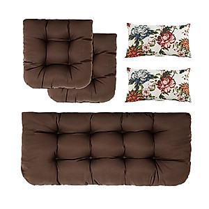 ARTPLAN Outdoor Cushions Loveseat All Weather Chair Cushions Bench Cushions Set of 5 Wicker Tufted Pillow for Patio Furniture