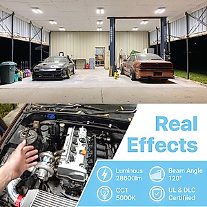 HYPERLITE 4FT High Bay LED Shops Lights 220W, 28,600lm 5000K High Bay Linear Light 1-10V Dimmable UL Approved AC 120-277V for Garage Factory Workshop